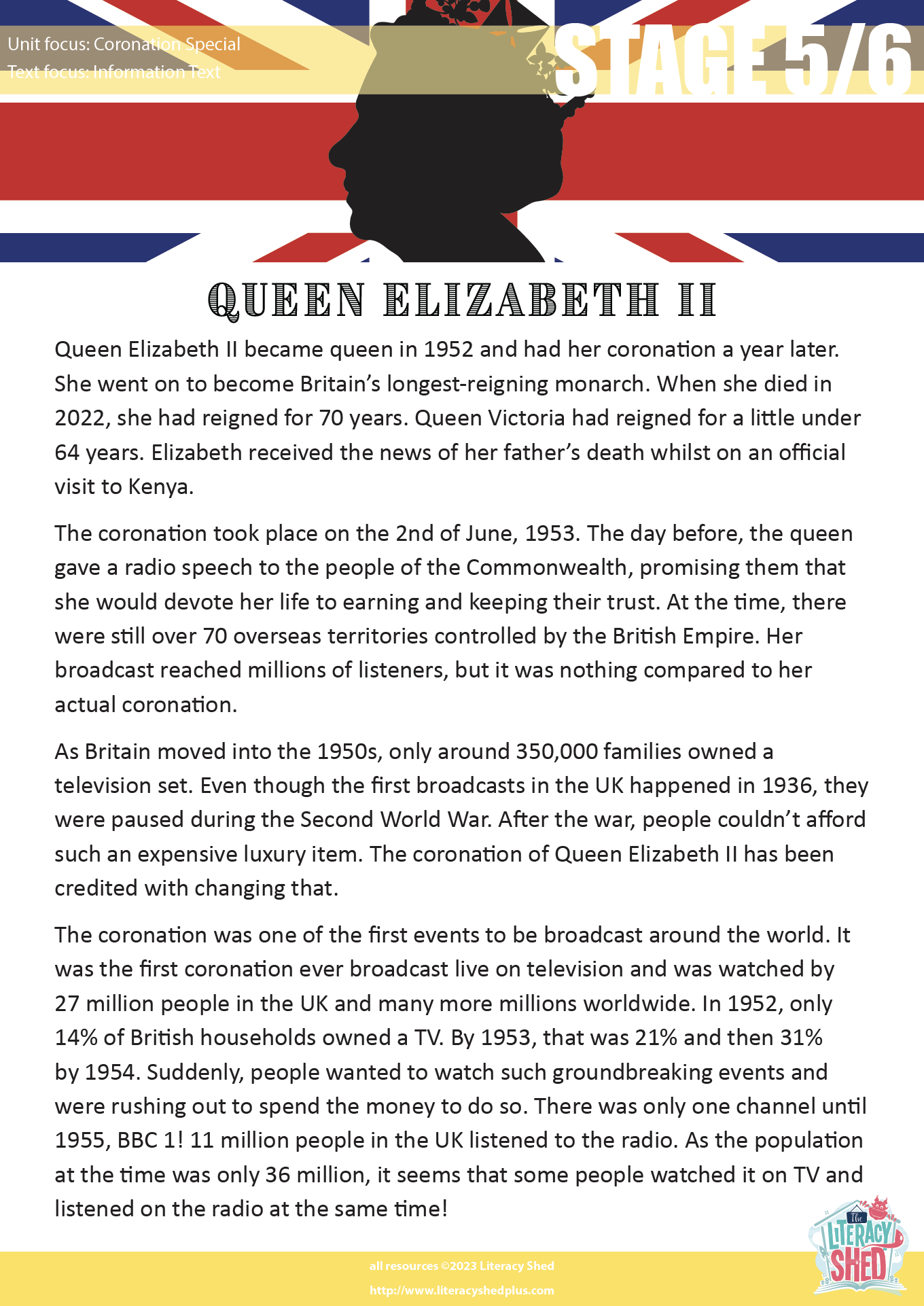 Literacy Shed Plus - LitShed Resource // Queen Elizabeth II Stage 5 6 ...