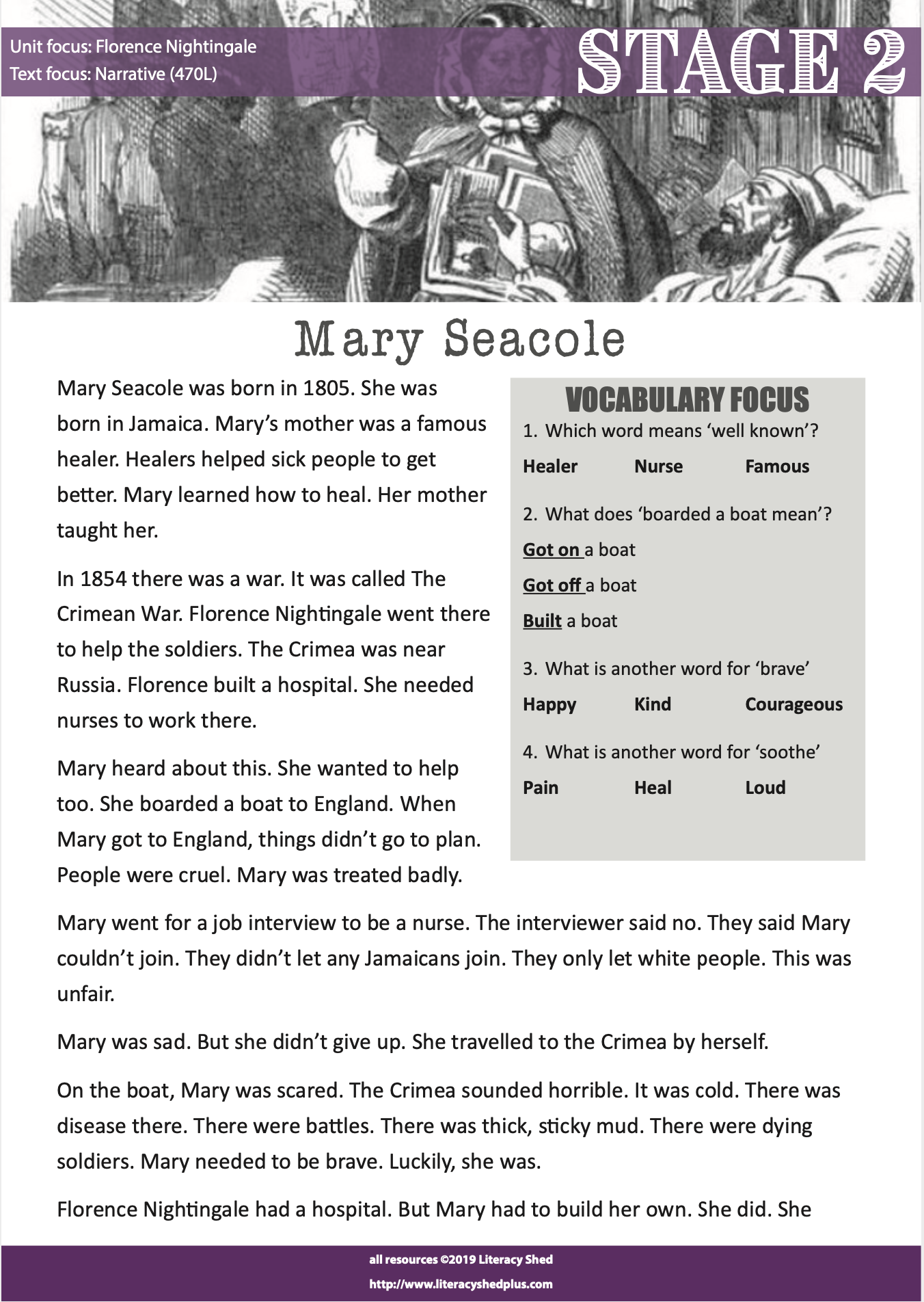 Literacy Shed Plus - LitShed Resource // Mary Seacole Stage 2 Comp