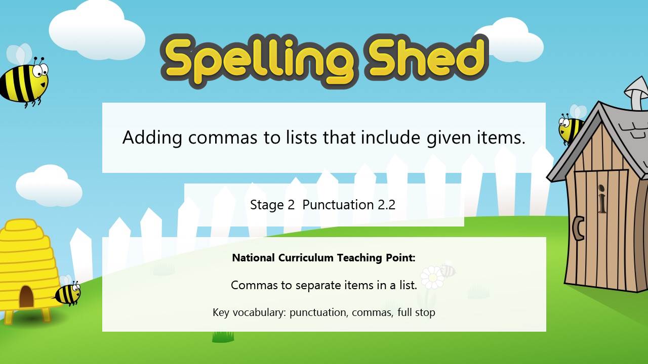 Spelling Shed EdShed Resource Stage 2 Punctuation 2 2 Adding 