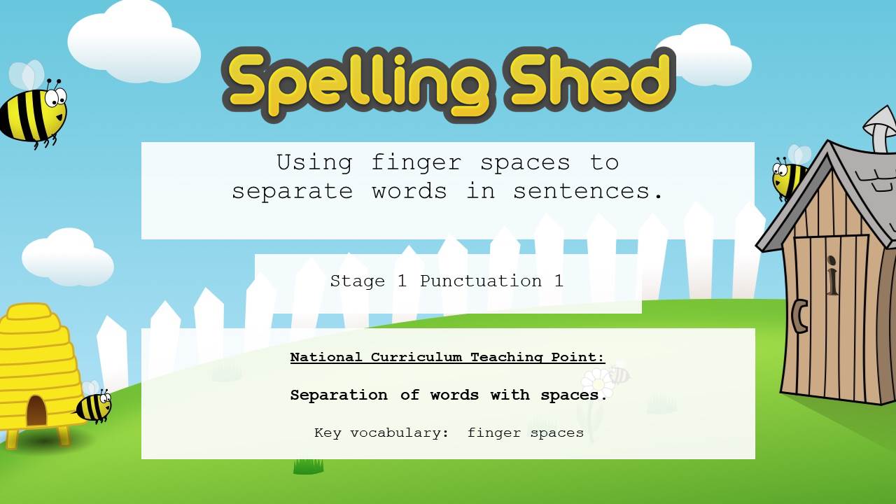 Spelling Shed P1 Separation Of Words With Spaces